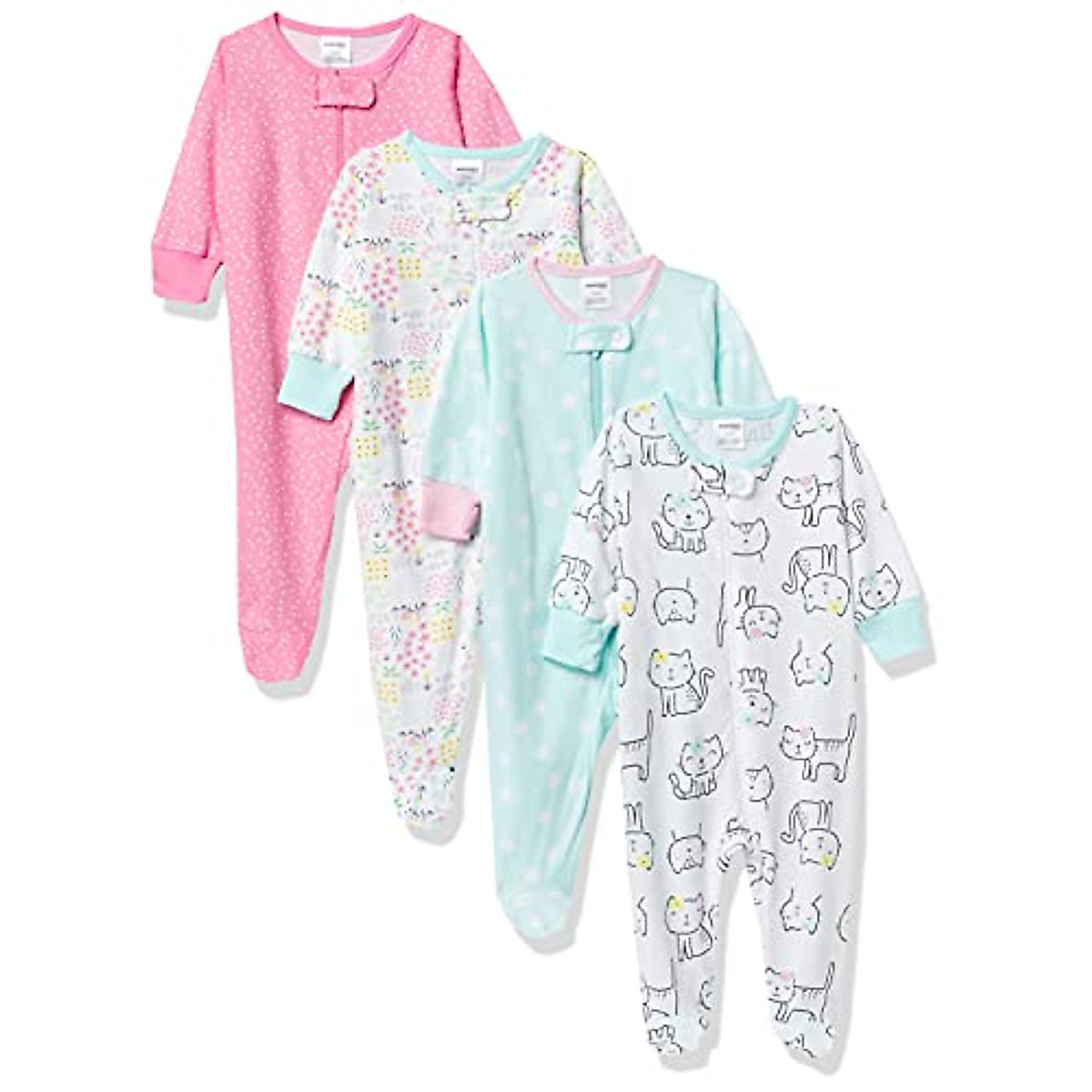 Onesies Brand Baby Girls 4-pack 'N Play Footies Multi And Toddler Sleepers, Cats, 3-6 Months US