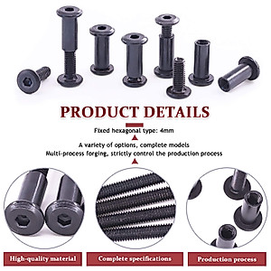 Hilitchi 120Pcs M6 Hex Drive Socket Cap Bolts Kit Countersunk Head Screws Bolts Dowel Barrel Nuts Crib Bolts Nuts Assortment Kit for Furniture Hardware Fitting (16/20/25/30/35mm)