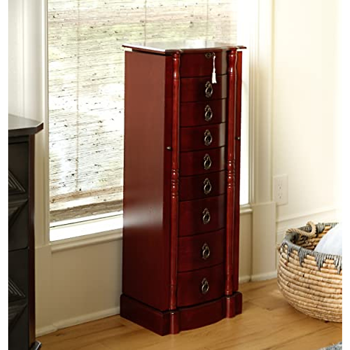 Hives and Honey Francesca Standing Armoire Jewelry Cabinet, Antique Cherry