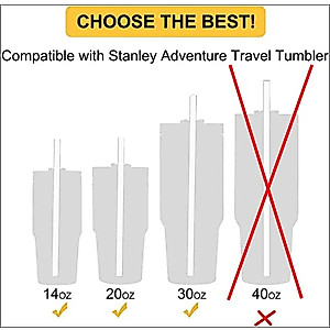 Replacement Straws for Stanley Adventure Tumbler, 6 Pack Reusable Straws Plastic Straws with Cleaning Brush Compatible with Stanley 20&30 oz Stanley Cup Stanley Water Jug