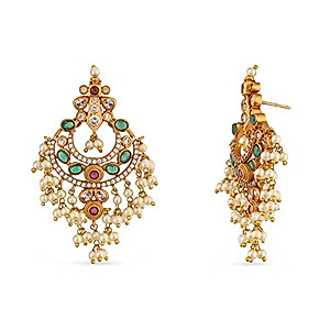 Tarinika Antique Gold Plated Ehimay Drop Earrings with Guttapusalu Design - Indian Earrings for Women | Perfect for Ethnic Occasions | Traditional South Indian Jewelry | 1 Year Warranty*