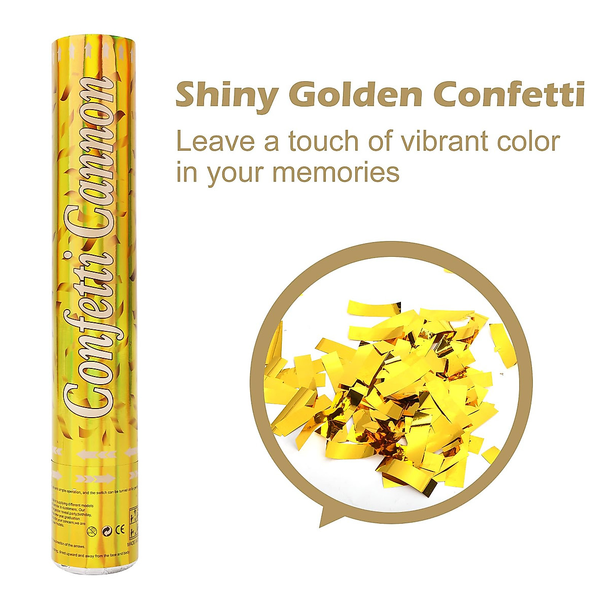 Tamodan 5 Packs Confetti Poppers,12 inch Confetti Cannon,Gold Party Poppers Confetti Shooters for New Year's Eve, Christmas, Birthday,Wedding, Graduationand Any Celebrations.