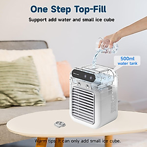 Portable Air Conditioners, Tusivo Cooling Fan Mini Air Conditioner with 2 Cool Mist & Speeds, Personal Air Conditioner Evaporative Air Cooler Fan Small AC Unit for Desk Bedroom Office Camping