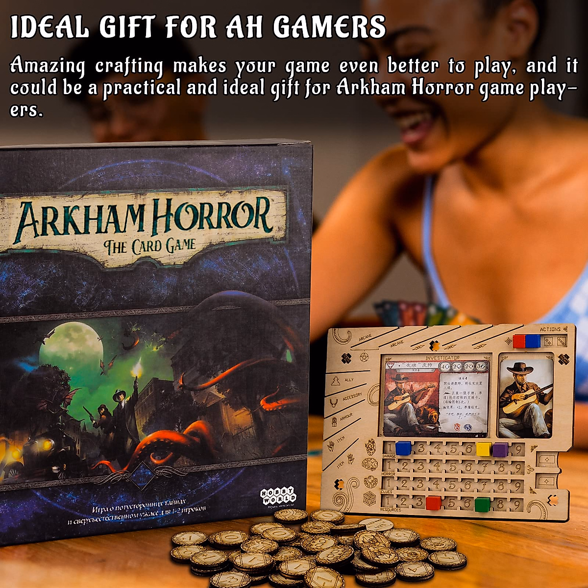 Chaos Tokens Compatible with Arkham Horror The Card Game Wood Laser Cut Full Core Pack of 44