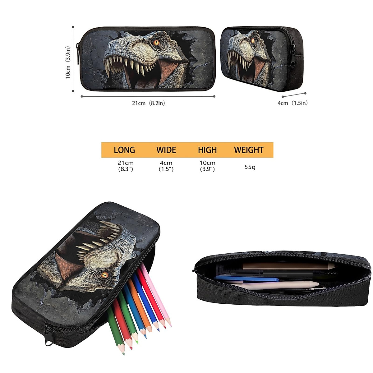 Showudesigns Cool Dinosaur Children Backpack Set with Schoolbag Lunch Bag Pencil Case Trex Backpack