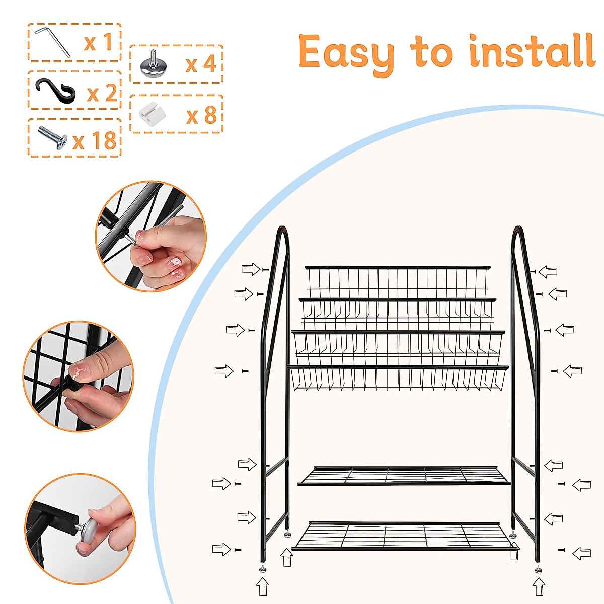 Bookshelf for Kids, Metal Kids Bookshelf, 5 Tier Kids Book Shelf and Toy Storage, Bookcase for Kids Room, Kids Book Storage for Bed Room Living Room (Large, Black)
