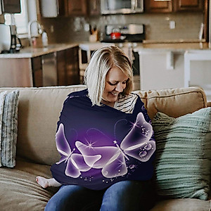 Purple Nursing Covers for Breastfeeding Baby Stroller and Car Seat Combo Magical Fantasy Flying Butterfly Carseat Canopy Baby Cart High Chair Infinity Scarf