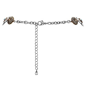 Rosemarie & Jubalee Women's Stunning Tri Toned Western Conchos With Semi Precious Turquoise Howlite Stone Y-Drop Collar Necklace, 17"+3" Extender