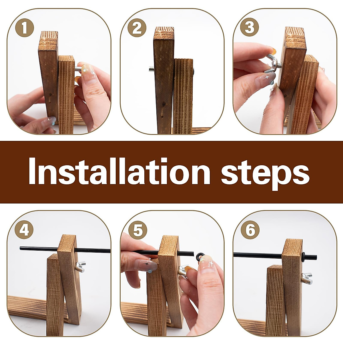 Horizontal Wooden Yarn Holder, Classic Spinning Yarn & Thread Holder Ball Holder for Crocheting Knitting Embroidery Accessory Gift Adjustable Embroidery Supply Tools for Art Craft, 11 * 5inch