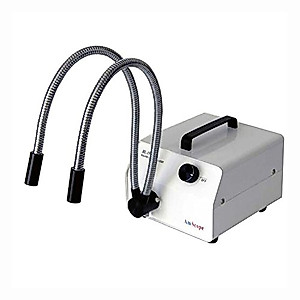 Amscope HL150-AY 150W Fiber Optic Dual Gooseneck Microscope Light Illuminator, Black