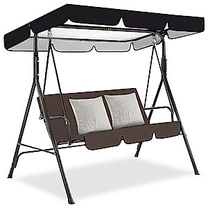 Patio Swing Canopy for 3-Seat Swings,Waterproof & Sunproof Porch Swing Chair Top Cover Replacement for Sunshade, Made of 190T High-Density Polyester, 75 x 52 x 6’’(seat Cover is not Included)