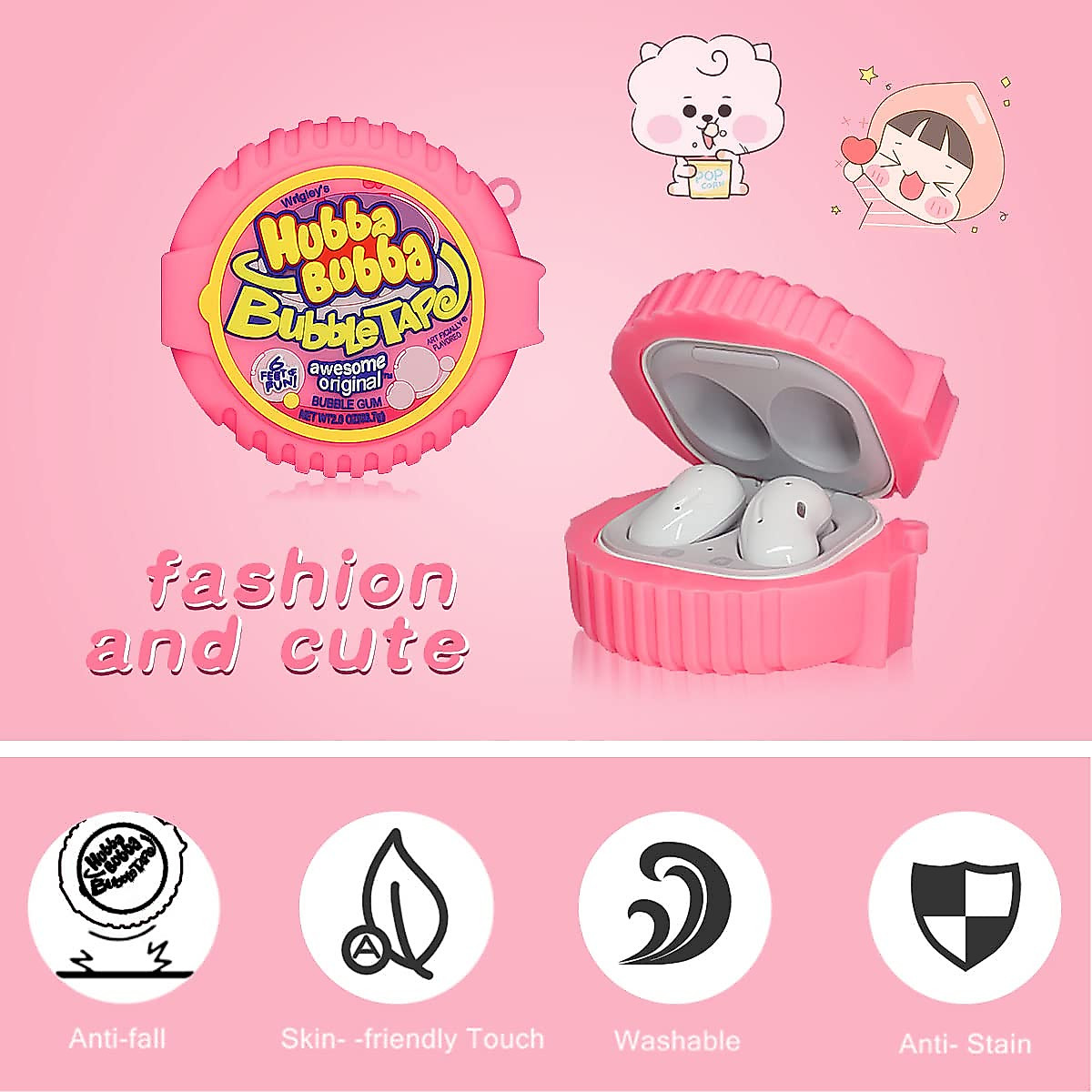 [2Pcs] Cute Case for Galaxy Buds Live Case 2020/Galaxy Buds Pro Case/Galaxy Buds 2 Case 2021, Cute 3D Fun Fashion Food Design Silicone Protective Skin for Girl Boys(Bubble Gum+Purple Potato Chips)