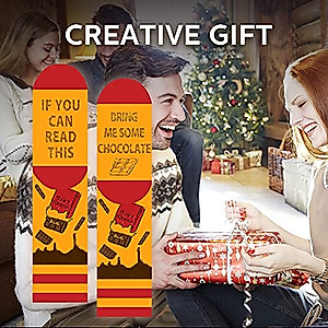 AGRIMONY Funny Socks for Men and Women - If You Can Read This Bring Me Chocolate Fun Novelty Crew Socks - Teens Boys Crazy Funky Food Socks with Sayings-Valentines Day Christmas Funny Gifts