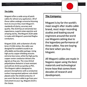 WORLDS BEST CABLES 2 Units - 18 Inch - Guitar Instrument Cable CUSTOM MADE using Mogami 2524 wire and Neutrik NP2RX-B ¼ Inch (6.35mm) Right Angled Gold TS Connectors