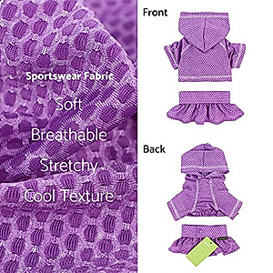 Fitwarm 2 Piece Dog Cooling Shirt and Skirt, Quick Dry Dog Summer Clothes for Small Dogs Girl, Breathable Pet Sun Protection Clothing, Stretchy Cat Outfit, Neon Purple, Small