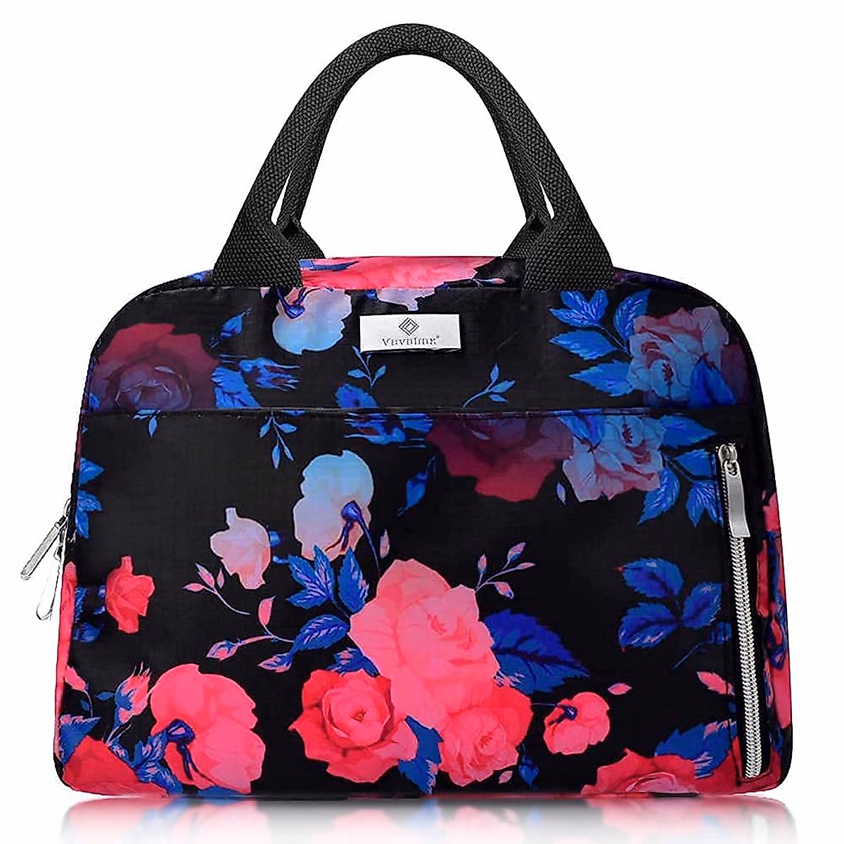 Lunch Bags For Women,Insulated Lunch Box Tote Bag Lunch Organizer Lunch Holder For Men/Beach/Party/Boating/Office/Fishing/Picnic (Black Rose)