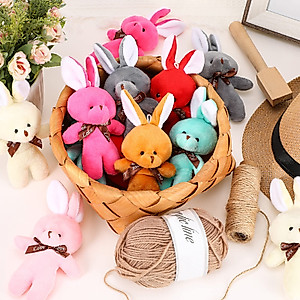 Skylety 21 Pieces Easter Bunny Stuffed Animal Bulk 6.3 Inch Mini Easter Bunny Plush 7 Colors Soft Tiny Plush Toys Small Rabbit Doll Keychain Cute Easter Birthday Party Decorations(Cute Style)