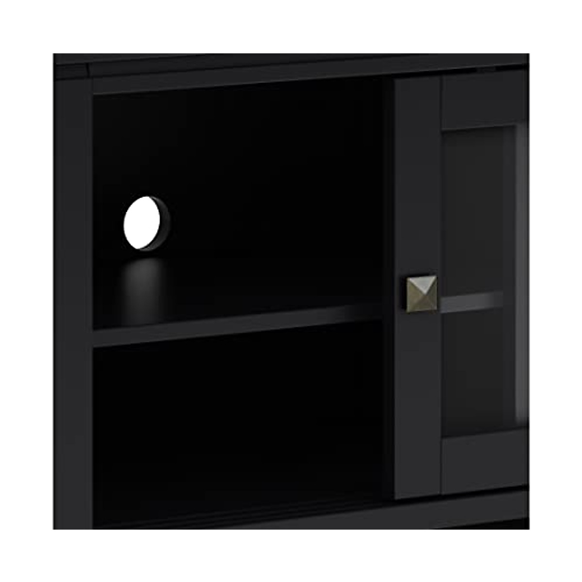 SIMPLIHOME Cosmopolitan SOLID WOOD 48 Inch Wide Contemporary TV Media Stand in Black for TVs up to 55 Inch, For the Living Room and Entertainment Center