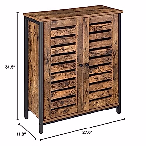VASAGLE LOWELL Standing Cabinet, Storage Cabinet, Cupboard, Accent Side Cabinet, Sideboard with Louvered Doors, Multifunctional in Living Room, Bedroom, Hallway, Industrial, Rustic Brown ULSC78BX
