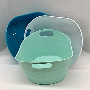 Set of 3 Flexible Oval Beverage Chilling Party Tubs with Handle 14.25x11x6.3, Multicolor