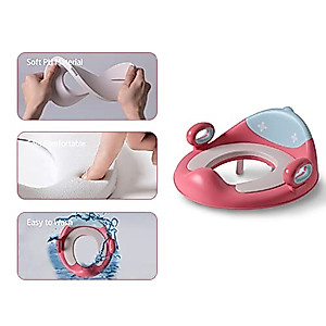 Potty Training Seat with Soft PU Cushion Handles Backrest Splash Guard for Toddlers Kids Boys Girls (pink)