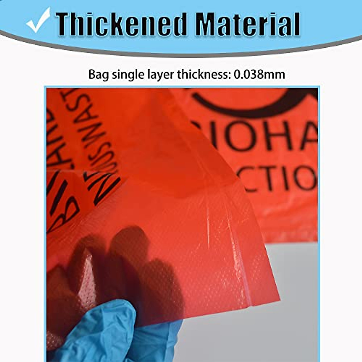 Daarcin Red Biohazard Waste Bags,20pcs 16.5x20in/42x51cm Medical Action Infectious Waste Bag With Hazard Symbol Disposable Hazardous