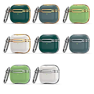 KIQ Armor for AirPods 3rd Gen Case Protective Cover w/Keychain for Women Men Kids for Apple AirPods 3rd Generation Case AirPods 3 Case Gold Trim - White