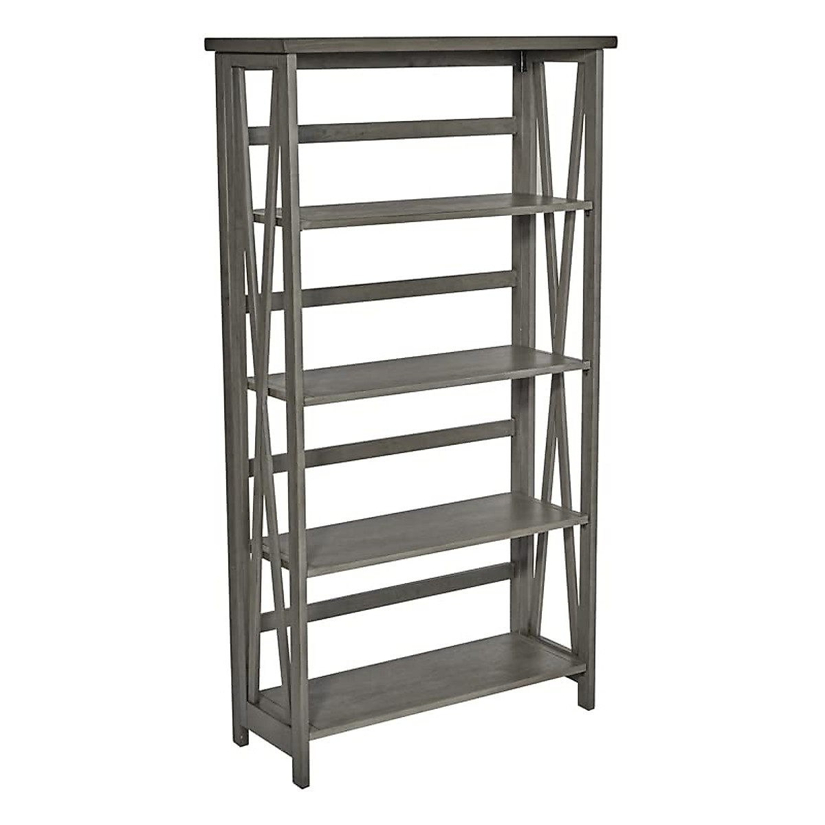 OSP Home Furnishings Hillsboro 5-Shelf Bookcase, Grey Wash