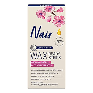 Nair Hair Remover Wax Ready- Strips for Legs & Body, 40 CT Set of 3