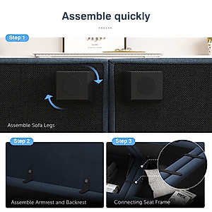 HONBAY Velvet Modular Sofa Couch with Chaise Oversized U Shaped Sectional Sofa Reversible Modular Sofa Bed with Storage Seats, Dark Blue