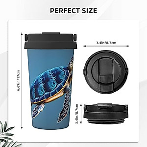 WANGZHAO Blue Sea Turtle pint Print Double Wall Stainless Steel Vacuum Insulated Tumbler Cup Home Thermal Cup