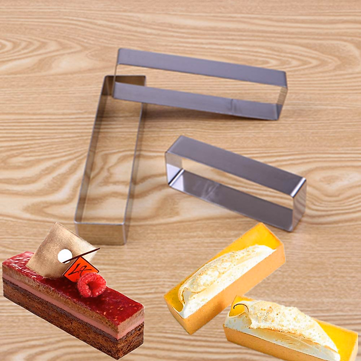 Rectangular Cake Molds,Stainless Steel Cake Mousse Ring Rectangle Cookie Cutter Mousse Cake Cutter Ring Mold for Home Kitchen