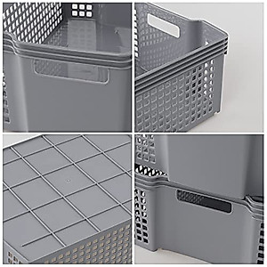 Tstorage Plastic Stacking Storage Baskets, Stacking Plastic Tray Baskets, 2-Pack