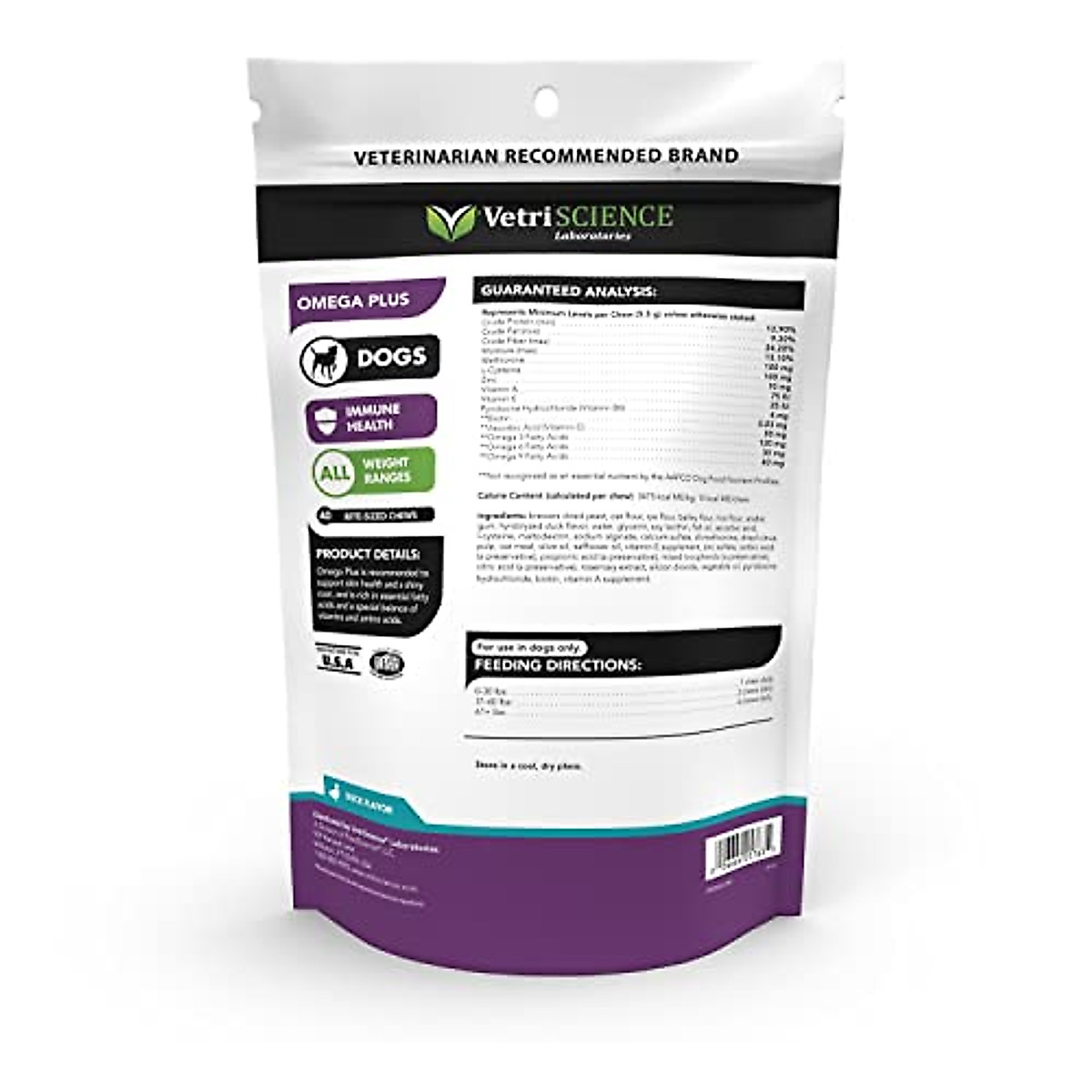 VetriScience Omega Plus Advanced Skin Supplement for Dogs – Fish Oil Supplement for Itchy Skin with Omegas 3, 6, 9 Fatty Acids and Added Nutrients