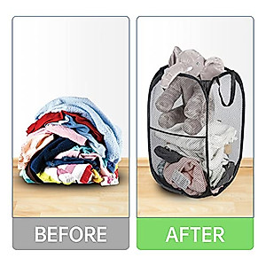 ZOES HOMEWARE Pop up Laundry Hamper 2 Pack | Collapsible Laundry Baskets | Foldable Travel Laundry Basket with Durable Handle for Kids,Dorm,Laundry Room | Black