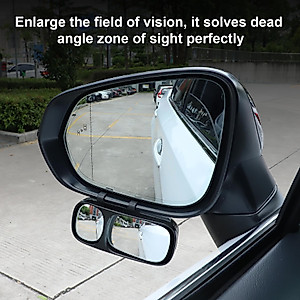 LivTee Blind Spot Mirror, Double Adjustable Mounted Blindspot Mirror HD Glass Wide Angle View, Side Rearview Mirror Universal, Left