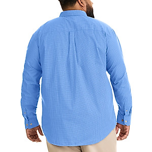 Van Heusen Men's Big Wrinkle Free Long Sleeve Button Down Shirt, Riviera Blue, 5X-Large Tall