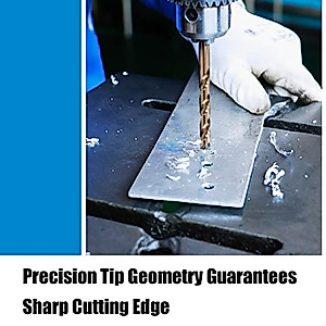 HIGHFIRE 21 PCS M35 Cobalt Drill Bit Set, HSS Twist Jobber Drill Bits with 135 Degrees Split Point, Gold Oxide Metal Drill Bits Set