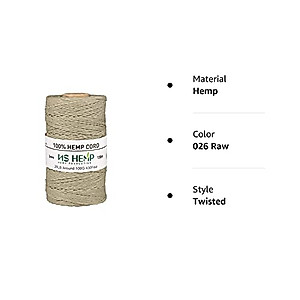 【 NS HEMP 】 Sustainable Hemp Twine Spool for Jewelry Making Bracelets Necklaces Arts Crafts Gift Decoration and More - 1mm 130m (026 RAW)