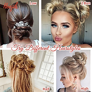 HOOJIH Messy Bun Hair Piece, Super Long Tousled Updo Hair Bun Extensions Wavy Hair Wrap Ponytail Hairpieces Hair Scrunchies with Elastic Hair Band for Women HB007 Grace - Blonde Mixed