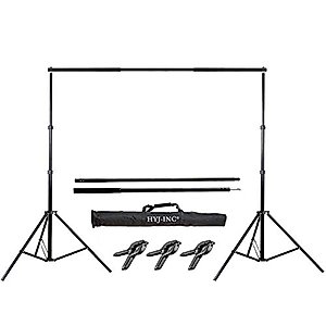 HYJ-INC Photo Video Studio 10 Ft Adjustable Background Stand Backdrop Support System Kit with Photography Background Holder Carry Bag