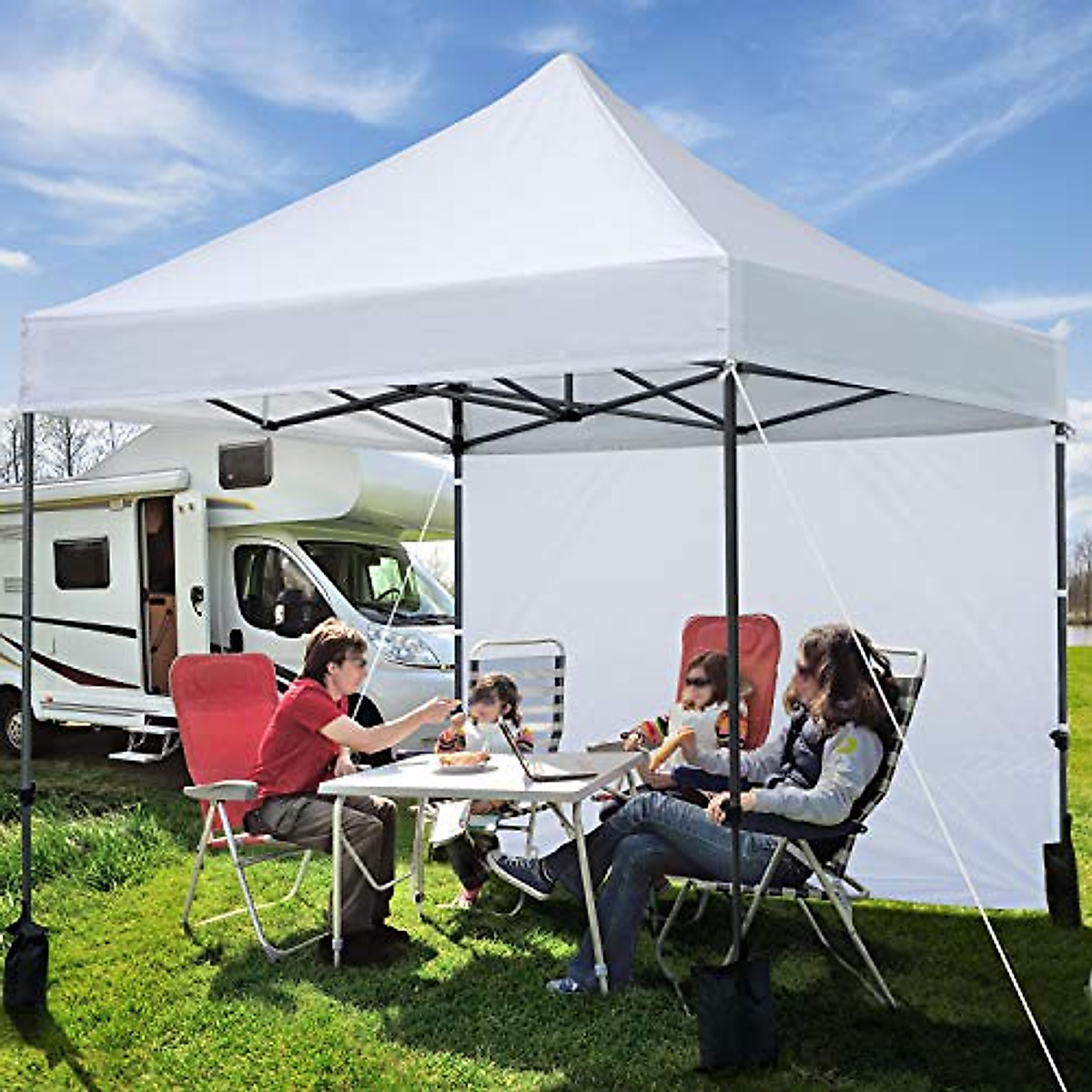 Yaheetech 10 x 10 Pop Up Commercial Canopy Tent with 4 Removable Sidewalls, Sandbags, Stakes & Ropes, Waterproof Instant Canopies for Wedding Party Commercial Event Pavilion, White