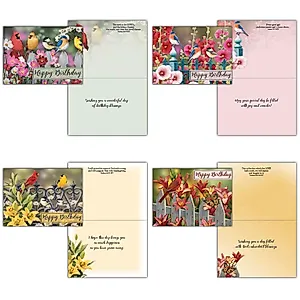 Crown Point Graphics Shared Blessings Birthday Birds 12 Boxed Birthday Cards, Beautiful Birds with KJV Scripture, Art by William Vanderdasson