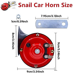 Super Loud Train Horn,1Pair 12V Waterproof Electric Snail Horn Car Horn for Trucks, Train, Boat,Cars, Motorcycle, Bikes & Boats… (Red)