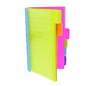 Redi-Tag Divider Sticky Notes, Tabbed Self-Stick Lined Note Pad, 60 Ruled Notes, 4 x 6 Inches, Assorted Neon Colors (29500)