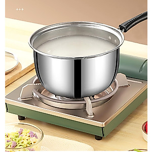 Stainless Steel Saucepan, 1.3 Quart Long Handle Milk Pot with Lid for Warming, Cooking and Boiling Milk, Spaghetti, Soup in Kitchen and Outdoor (18cm)