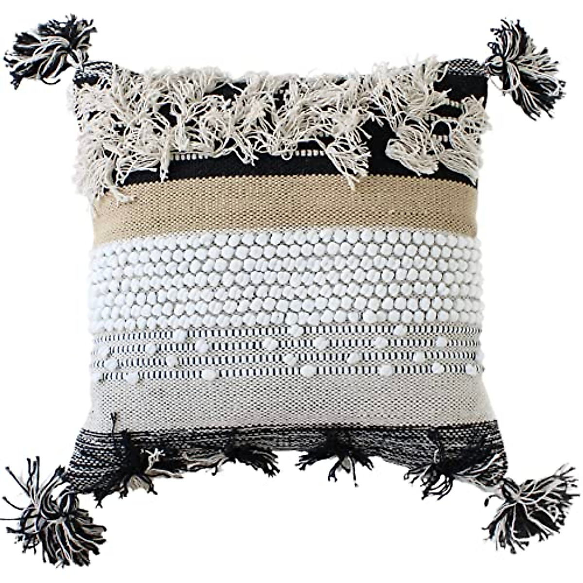 CASA BOHO Pillow Cover Decorative Throw Pillows for Bed 20x20 Pillow Covers Decorative Pillows Boho Pillows Black White Tan