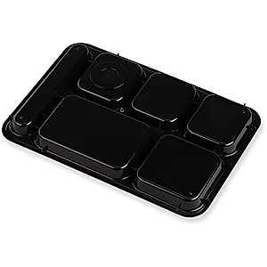 Carlisle FoodService Products Right-Hand 6-Compartment Tray, 10" x 14", Black