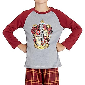 Harry Potter Pajamas Little And Big Boys Raglan Shirt And Pants Sleepwear Set- (Gryffindor, Medium, 8)