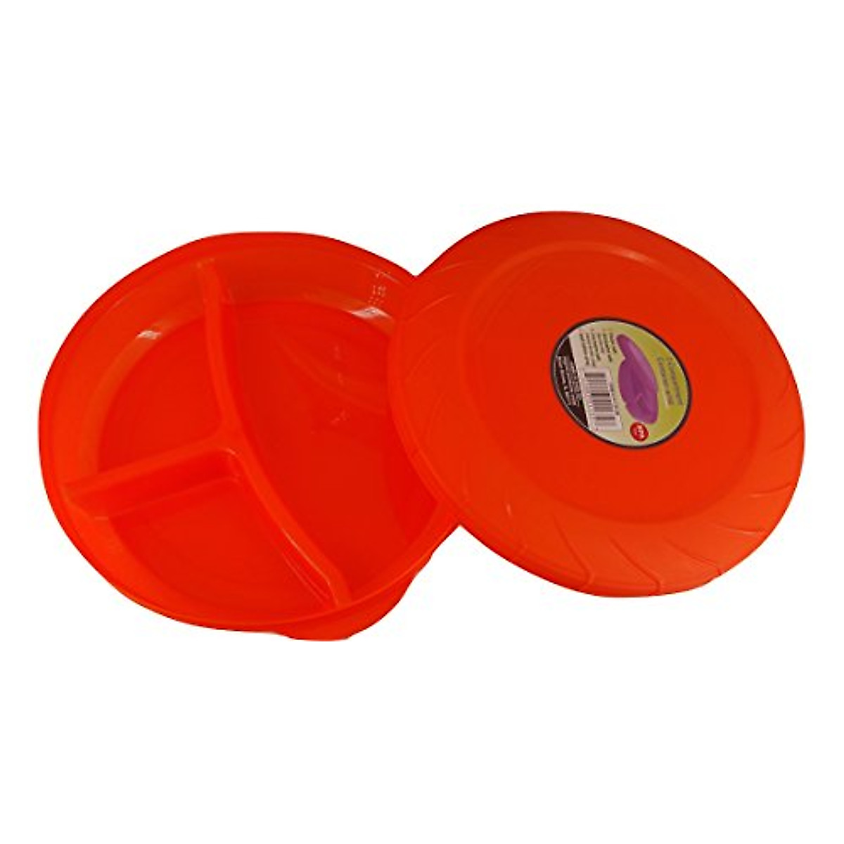 Set of 6 Microwave Food Storage Container, 3 Compartment Divided, Bright Colors BPA Free